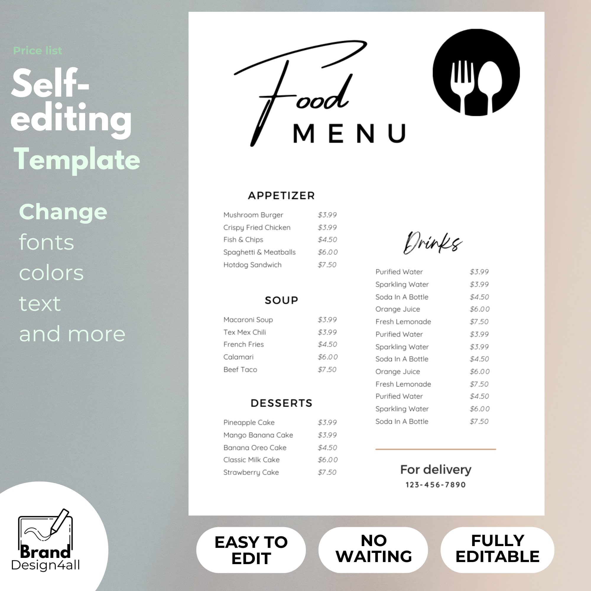 Editable Price List Template Food Menu Restaurant Menu Special Menu ...