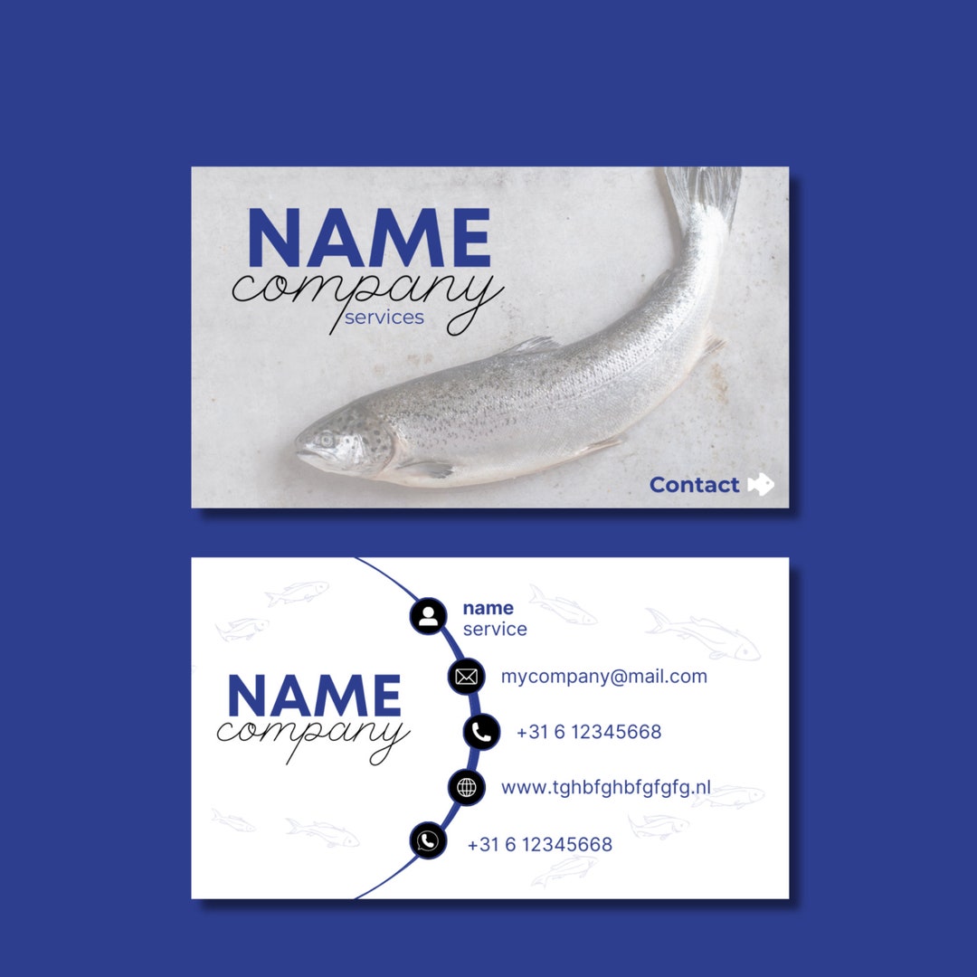 Editable Business Card, Fish, Salmon, Branding, Small Business, Canva ...
