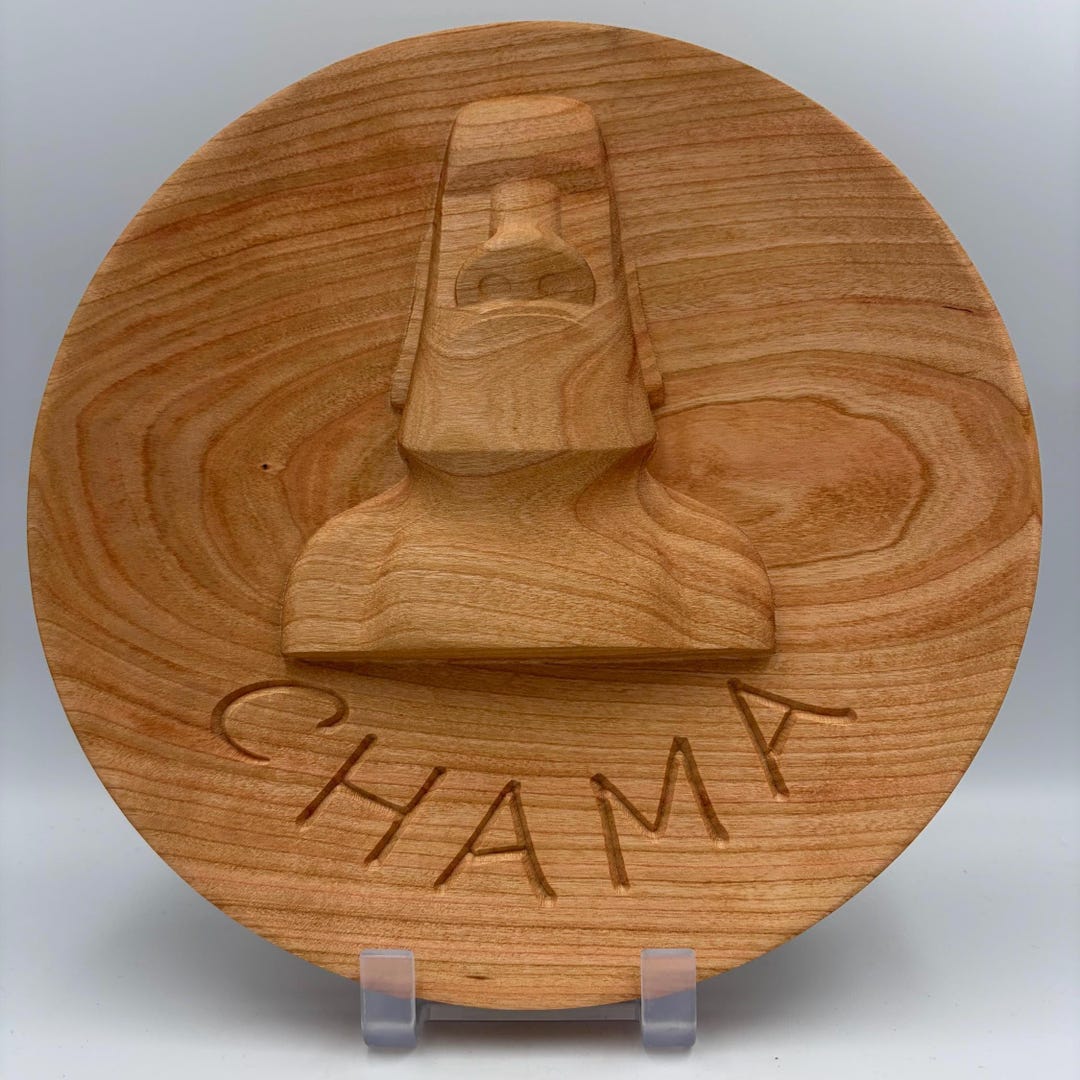 Carved Chama Moai Statue Dish - 10" Cherry Wood, Tung Oil Finish - Etsy