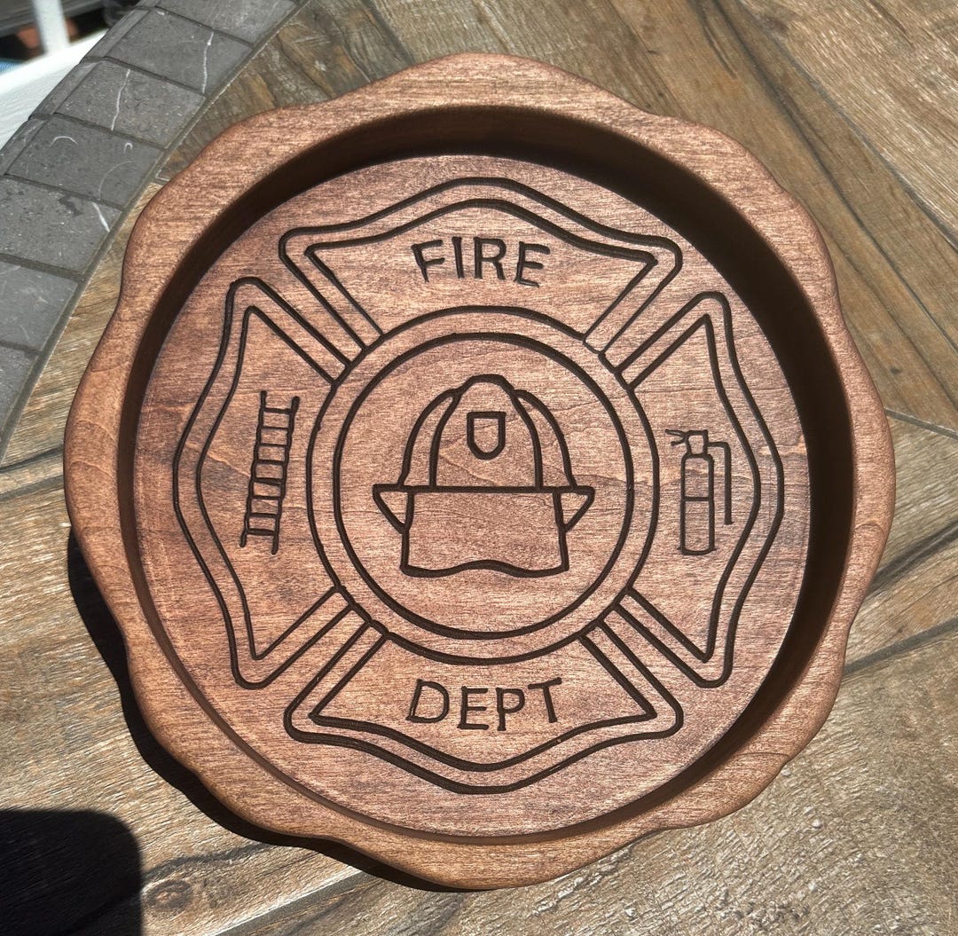 8 Firefighter Carved Catch-all Tray Made From Solid Cherry Wood Walnut ...