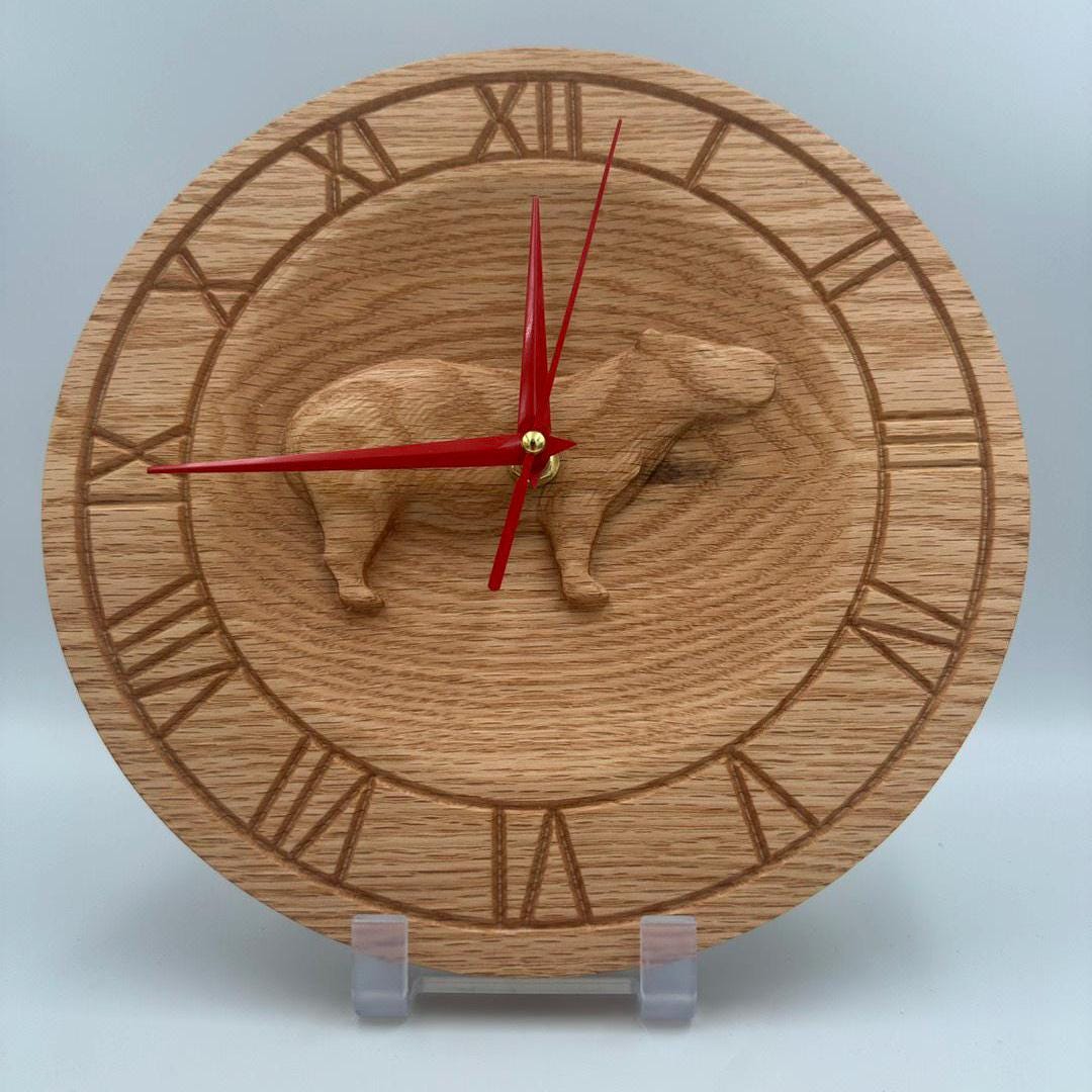 9.5" 3D Capybara Carved Clock, Oak Wood With Rubio Hard Wax Finish ...
