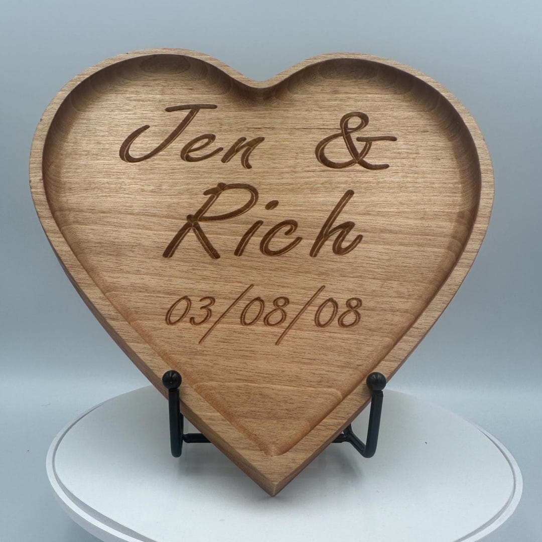 Personalized Valentines Day Heart Tray - Walnut, Cherry or Oak Hardwood ...