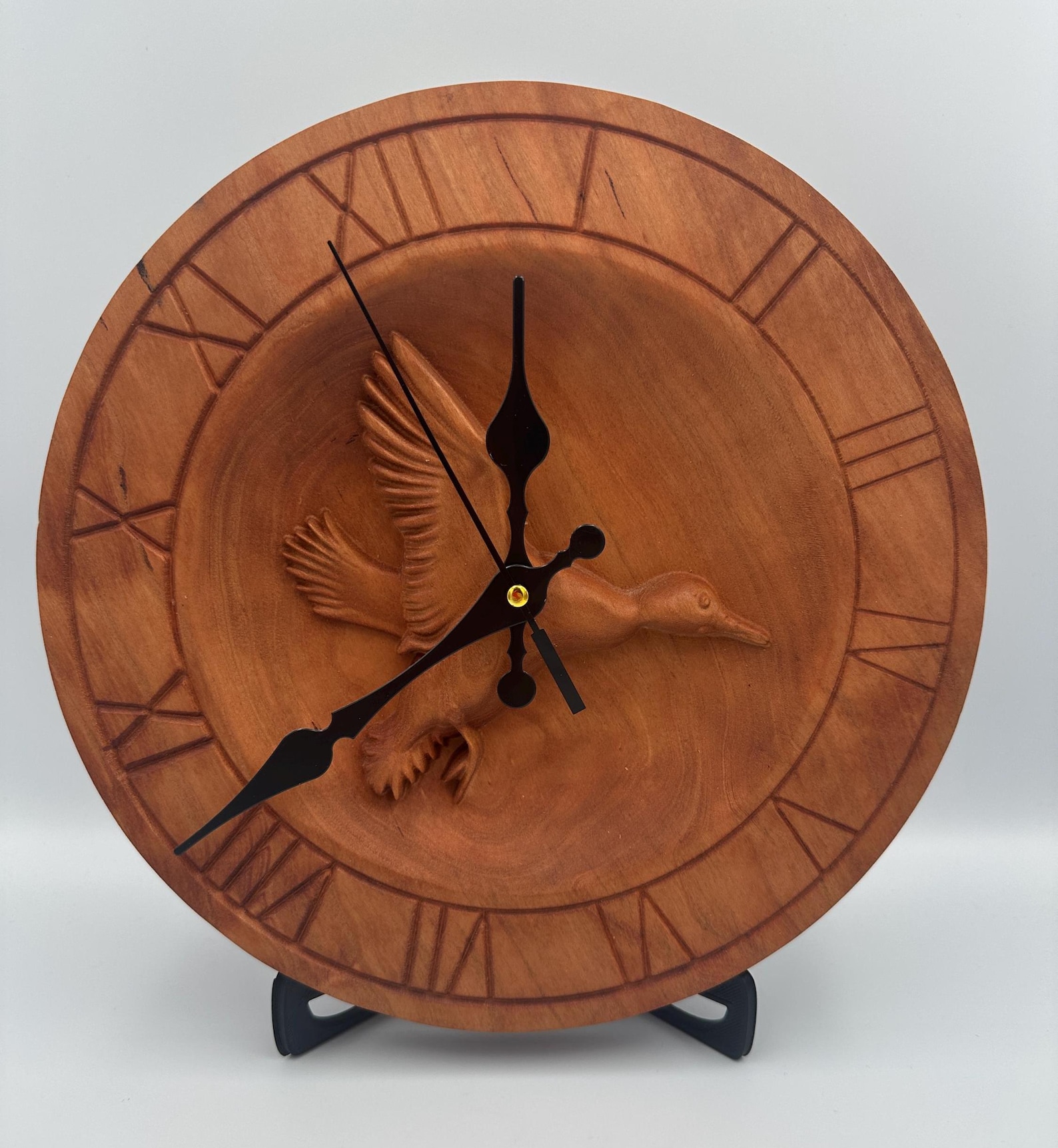 Handcrafted 3D Duck Carved Clock, Cherry Wood With Rubio Hard Wax ...