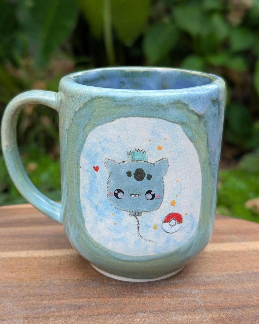 Bulbasaur Hand Painted Ceramic Mug/cup 'pokemon as a Balloon' - Kawaii ...