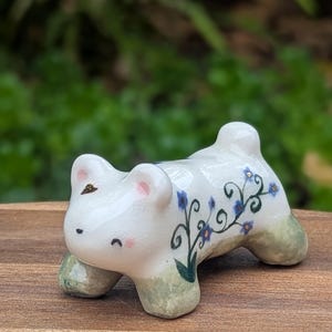 Cute Miniature Bear Porcelain Ceramic Ornament With Gold Luster ...