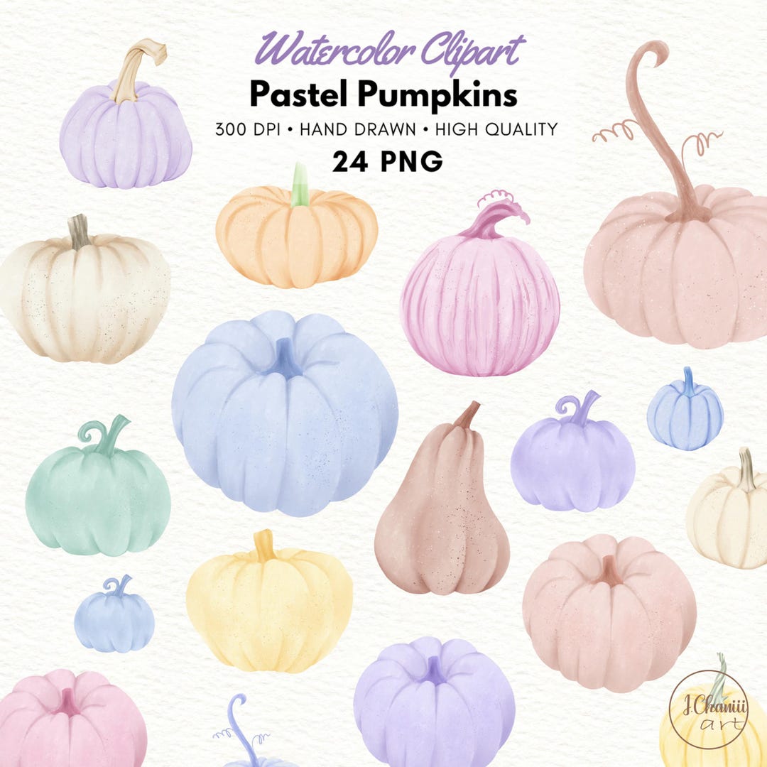 Watercolor Pastel Pumpkin Clipart, Boho Thanksgiving (PNG Files) - Etsy