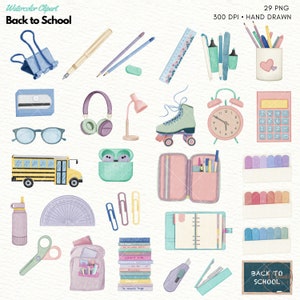 Back to School Clipart, Watercolor School Teacher Clipart, School ...