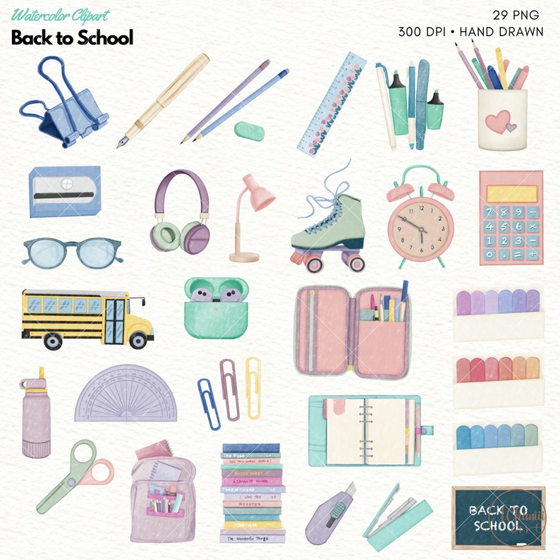 Back to School Clipart, Watercolor School Teacher Clipart, School ...