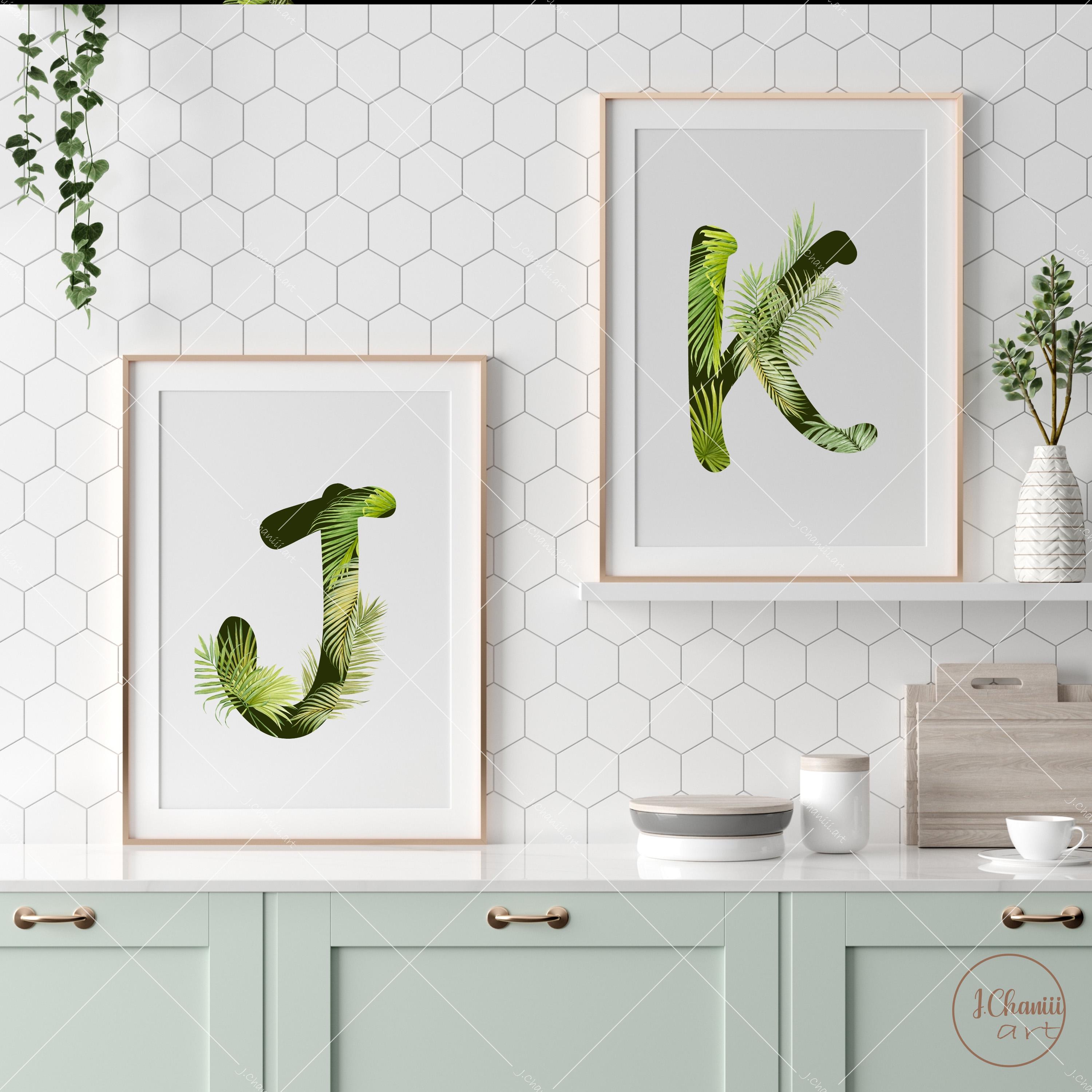 Palm Leaf Alphabet Clipart, Watercolor Tropical Leaves Alphabet Clip ...