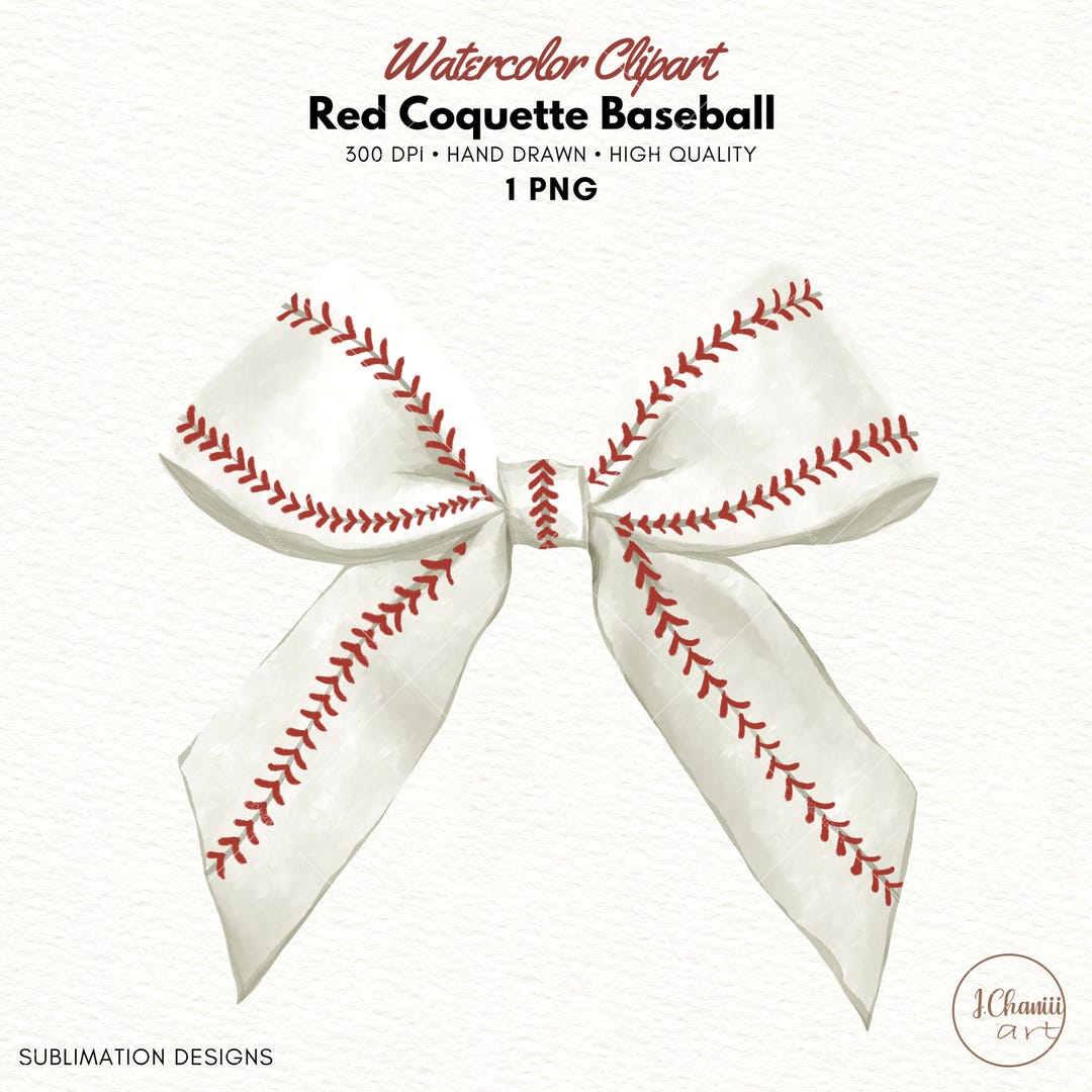 Red Coquette Bow Baseball Png, Watercolor Baseball Bow, Soft Girl Era ...