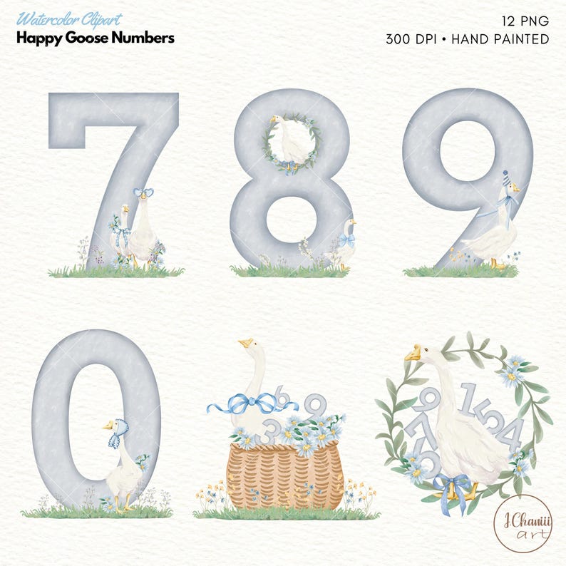 Watercolor Goose Numbers Clipart: 0-9 PNG (digital Download) - Etsy