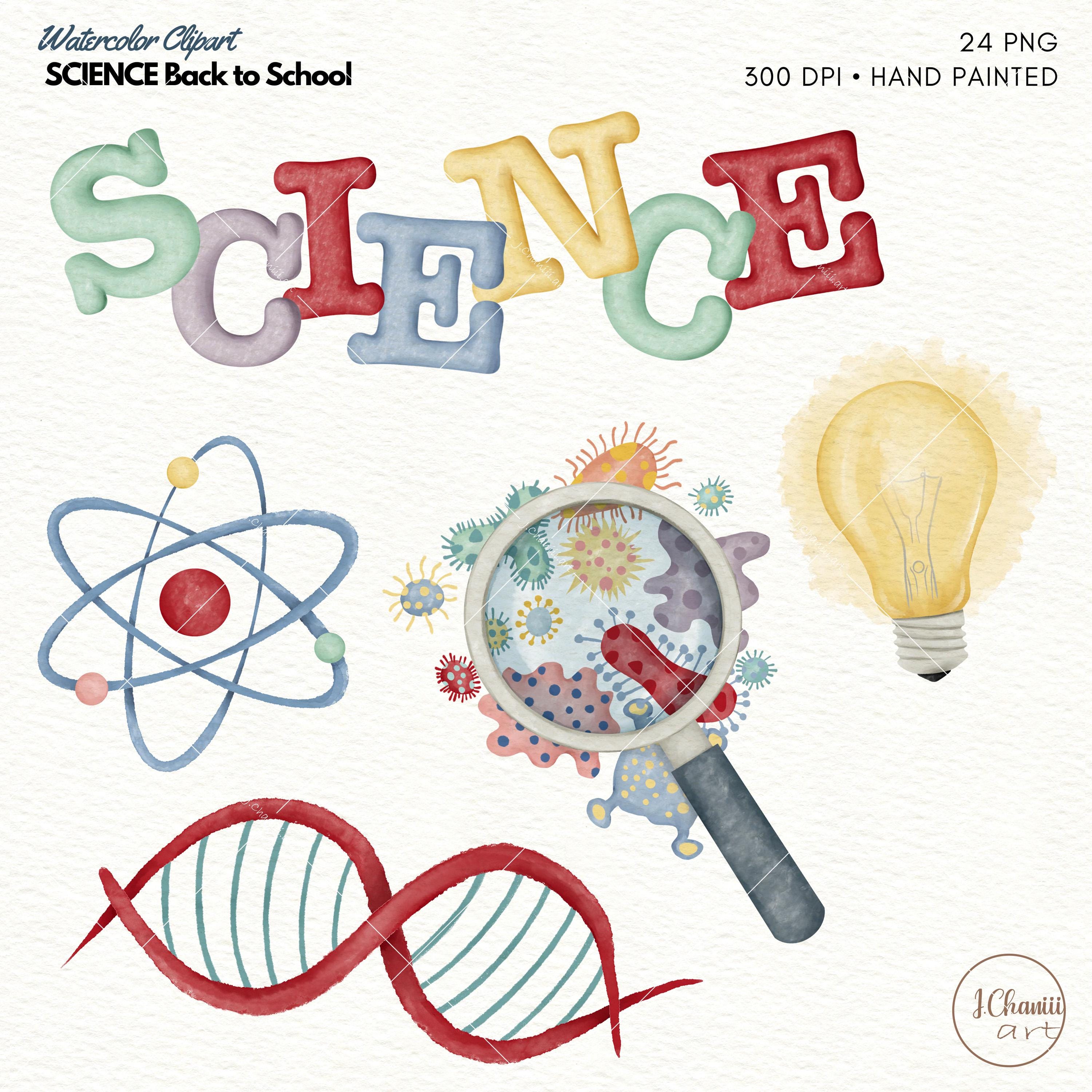 Watercolor Science Clipart: Back to School, Teacher Supplies (PNG Files ...