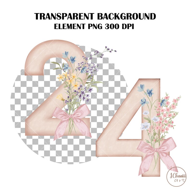 Watercolor Wildflower Numbers Clipart: Nursery Decor (PNG) - Etsy