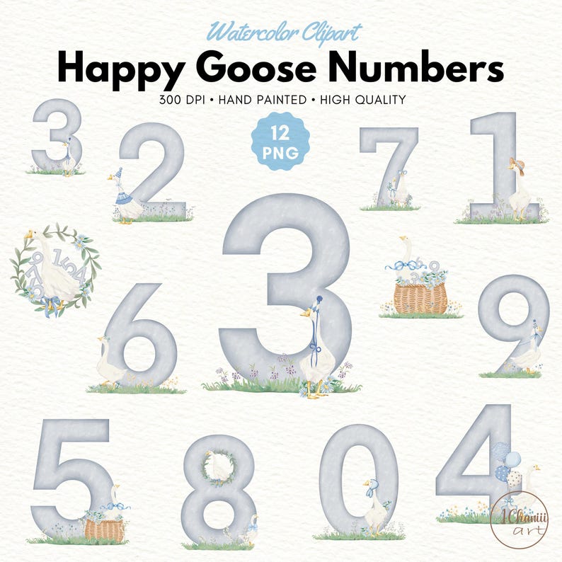 Watercolor Goose Numbers Clipart: 0-9 PNG (digital Download) - Etsy