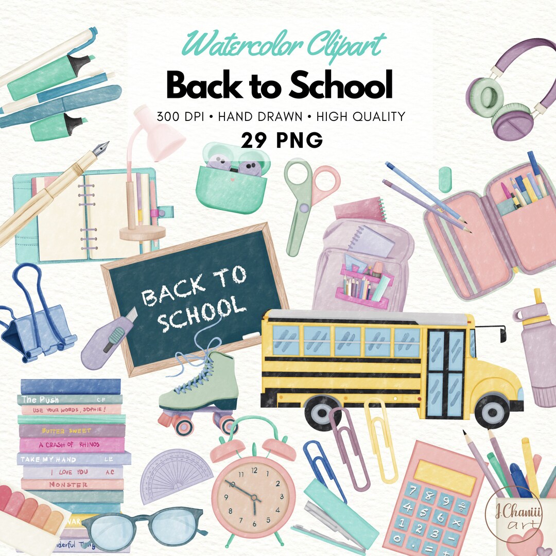 Back to School Clipart, Watercolor School Teacher Clipart, School ...