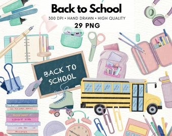 Watercolor School Clipart, Back to School PNG, Teacher Clipart, School ...