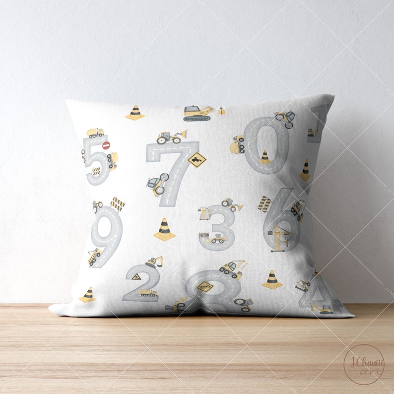 Watercolor Construction Numbers Clipart: Vehicle Birthday (PNG) - Etsy