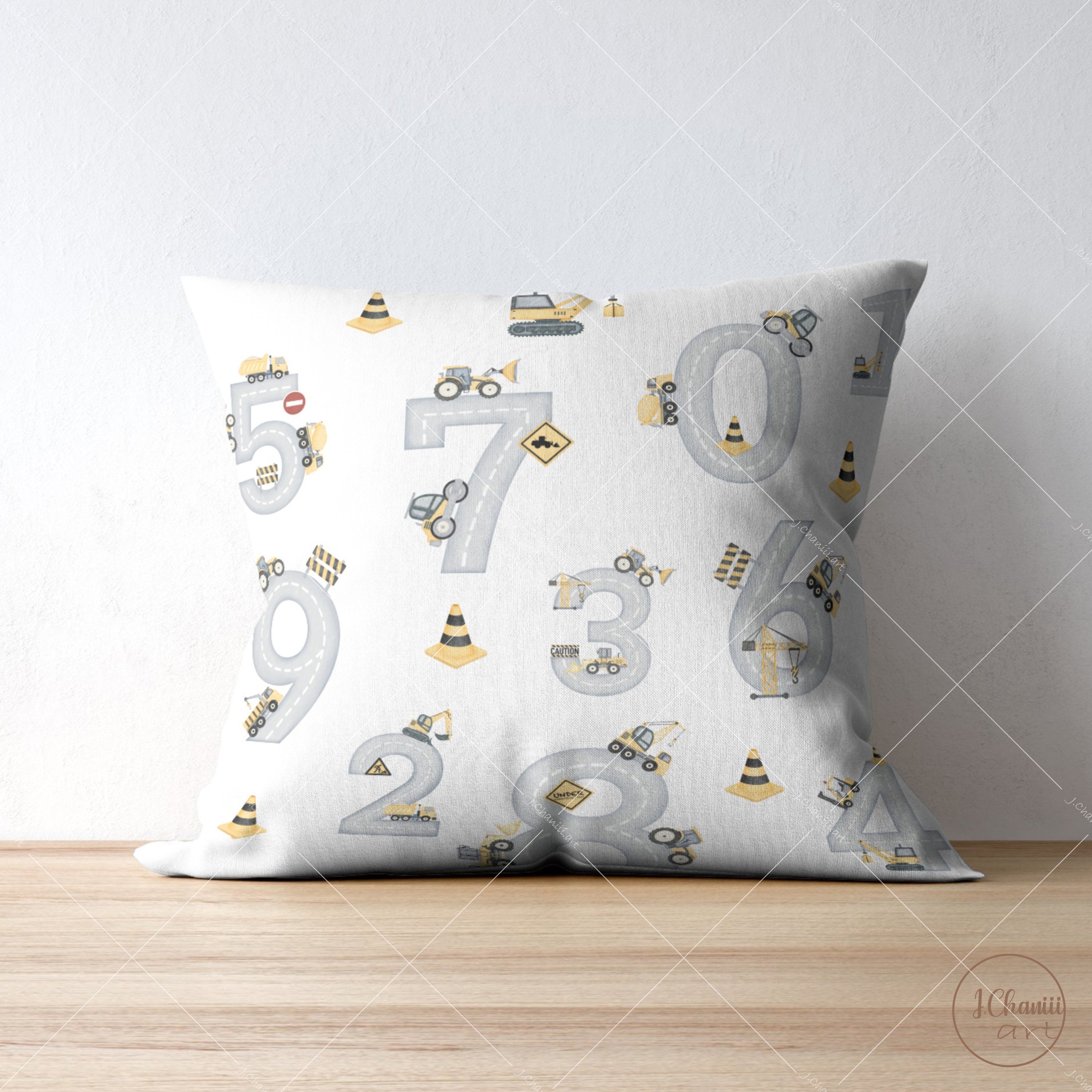 Construction Numbers Clipart, Watercolor Cute Numbers Clip Art, 0-9 ...