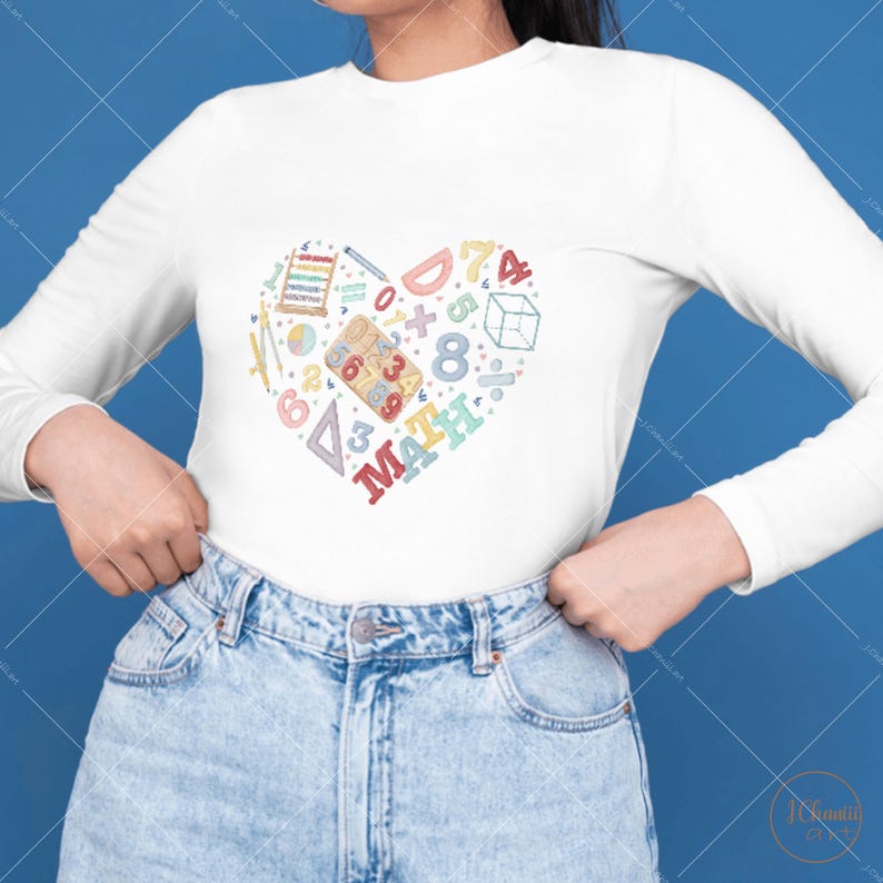 Pastel Math Heart PNG, Back to School Clipart, Watercolor School Art ...