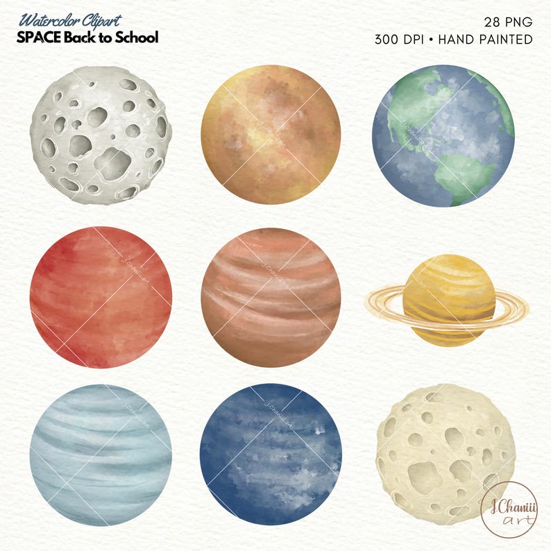 Watercolor Space Clipart: Astronauts, Planets, Rockets (PNG Files) - Etsy