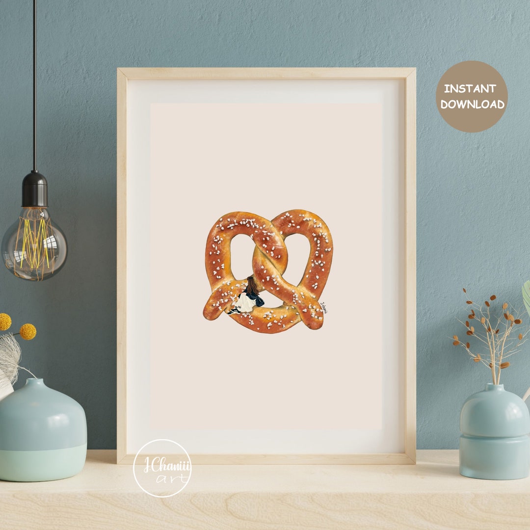 Printable Kitchen Art, Pretzel With Girl Wall Art Printable Kitchen ...