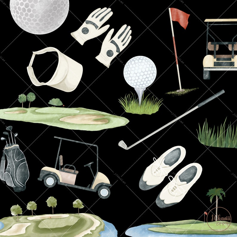 Watercolor Master Golf Clipart, Golf Court Landscape PNG, Golf ...