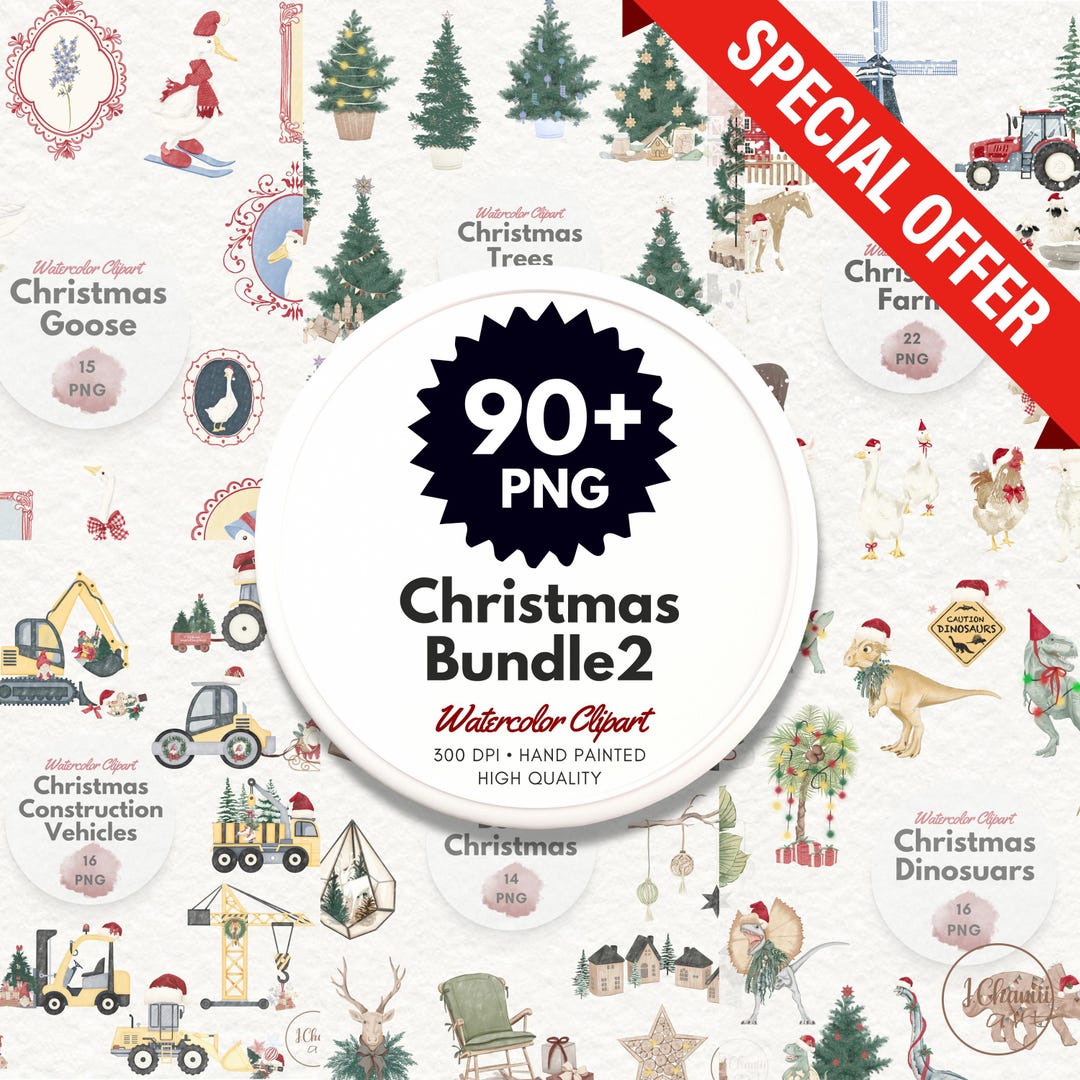 Watercolor Clipart Bundle, Christmas Clipart, Winter Holiday PNG, Cozy ...