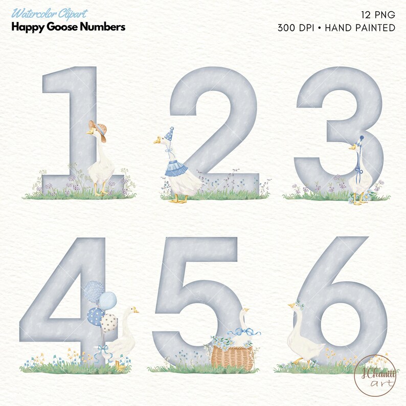 Watercolor Goose Numbers Clipart: 0-9 PNG (digital Download) - Etsy