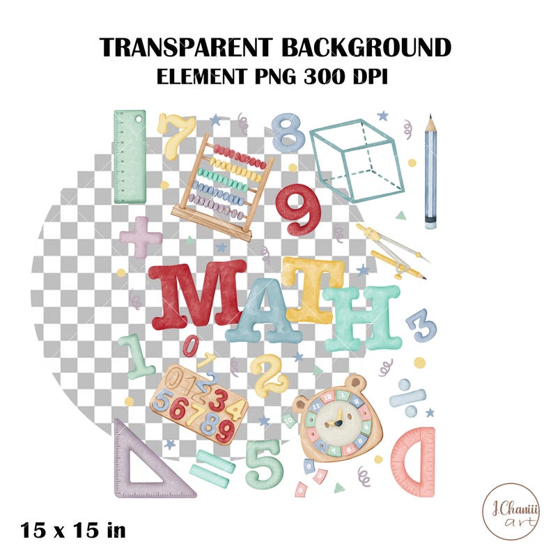 Pastel Math Rectangle PNG, Back to School Clipart, Watercolor School ...