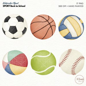 Back to School Clipart, Watercolor Sport School Clipart, Sport School ...