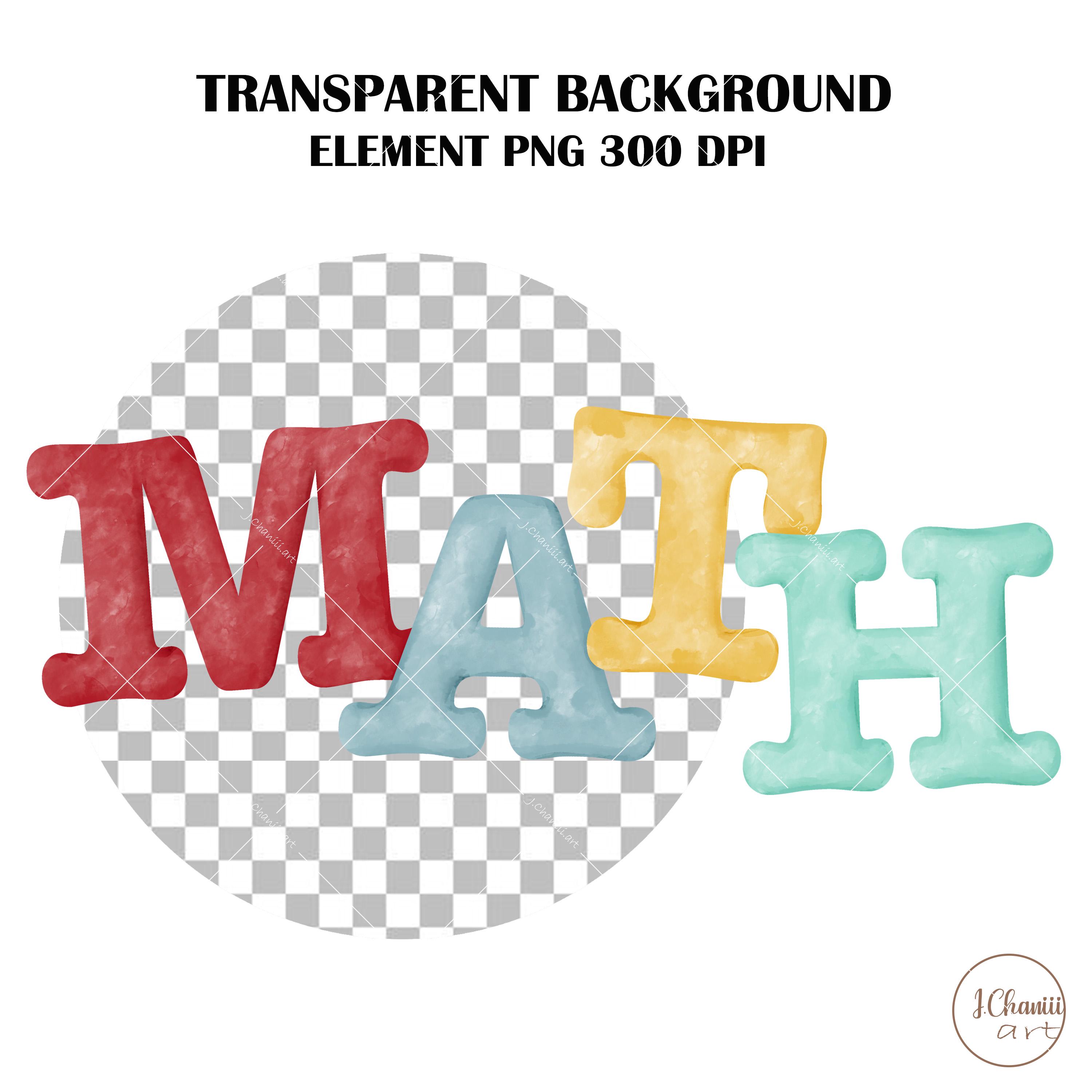 Watercolor Math Clipart: Back to School, Teacher Supplies (PNG Files ...