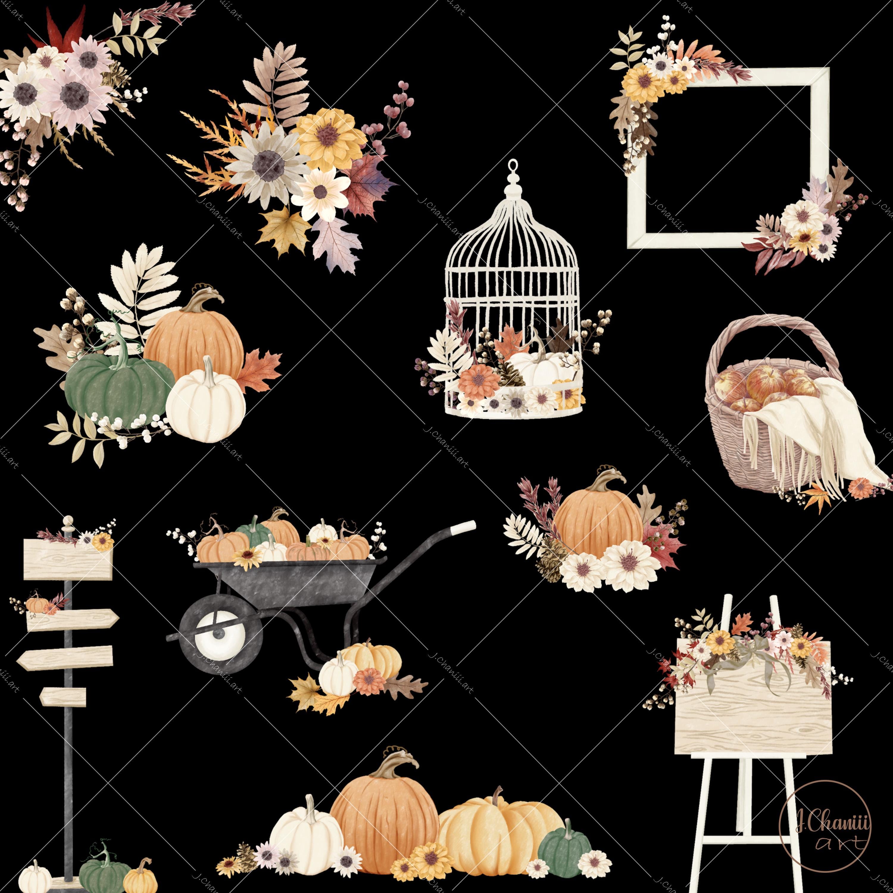 Rustic Fall Clipart, Watercolor Rustic Autumn Clip Art, Hello Autumn ...