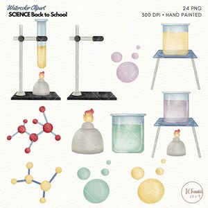 Watercolor Science Clipart: Back to School, Teacher Supplies (PNG Files ...