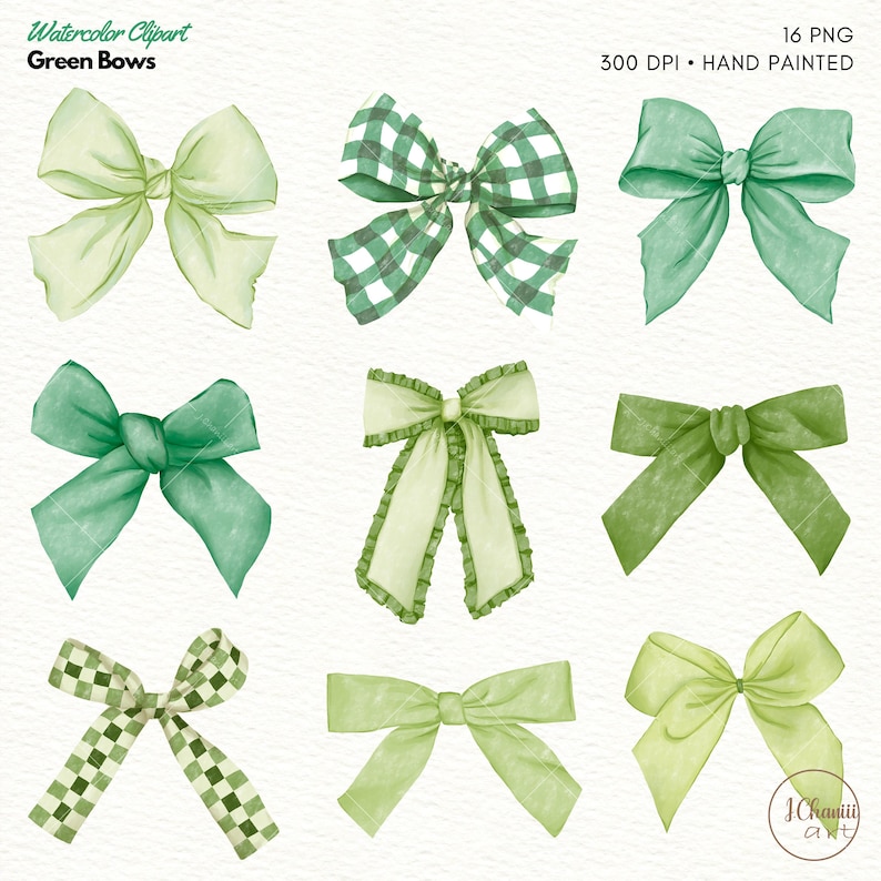 Watercolor Green Bow Clipart: St Patrick's Day Bows (PNG) - Etsy
