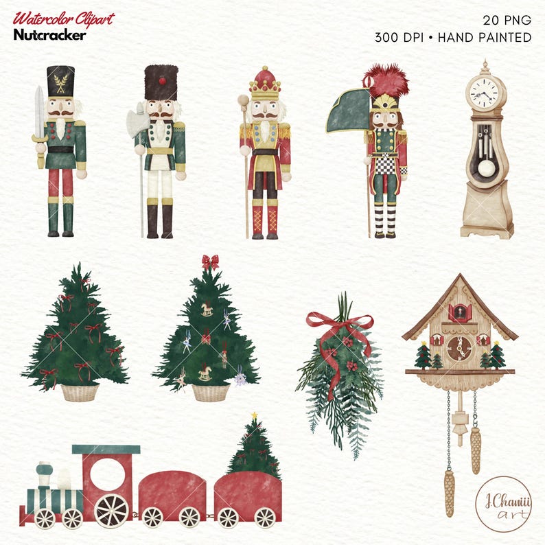 Nutcracker Clip Art, Watercolor Christmas Holiday Clipart, Ballet ...