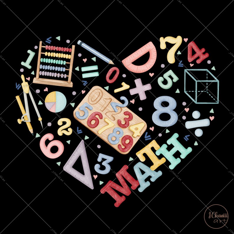 Pastel Math Heart PNG, Back to School Clipart, Watercolor School Art ...