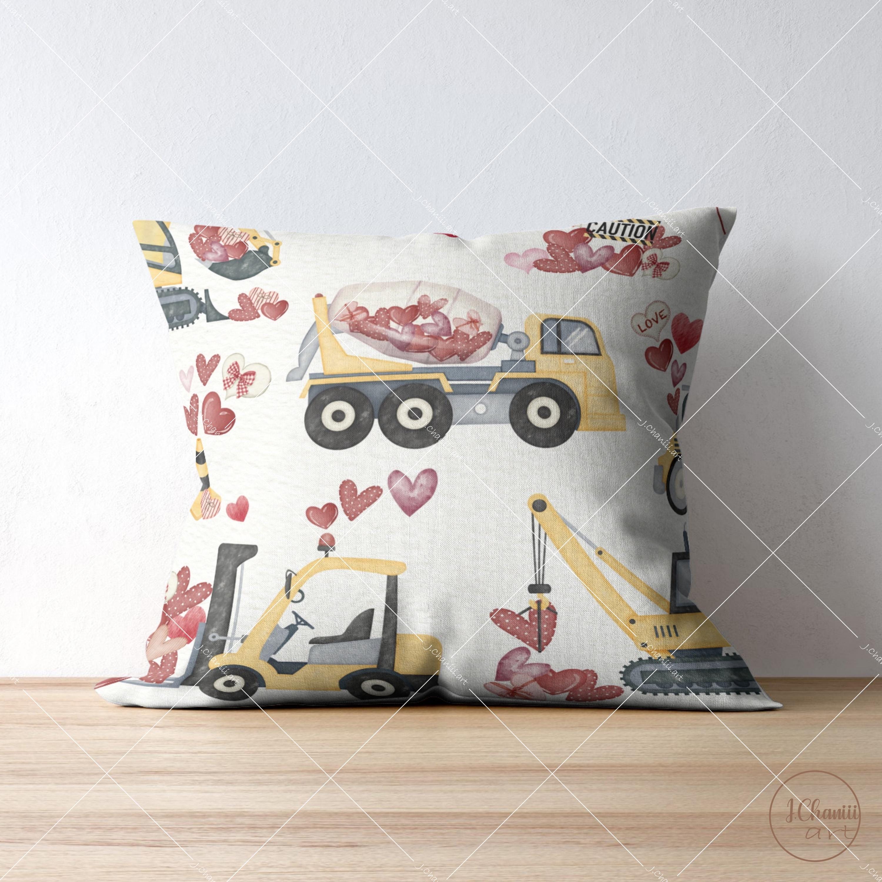 Watercolor Valentine Construction Clipart: Vehicle PNG Set (digital ...