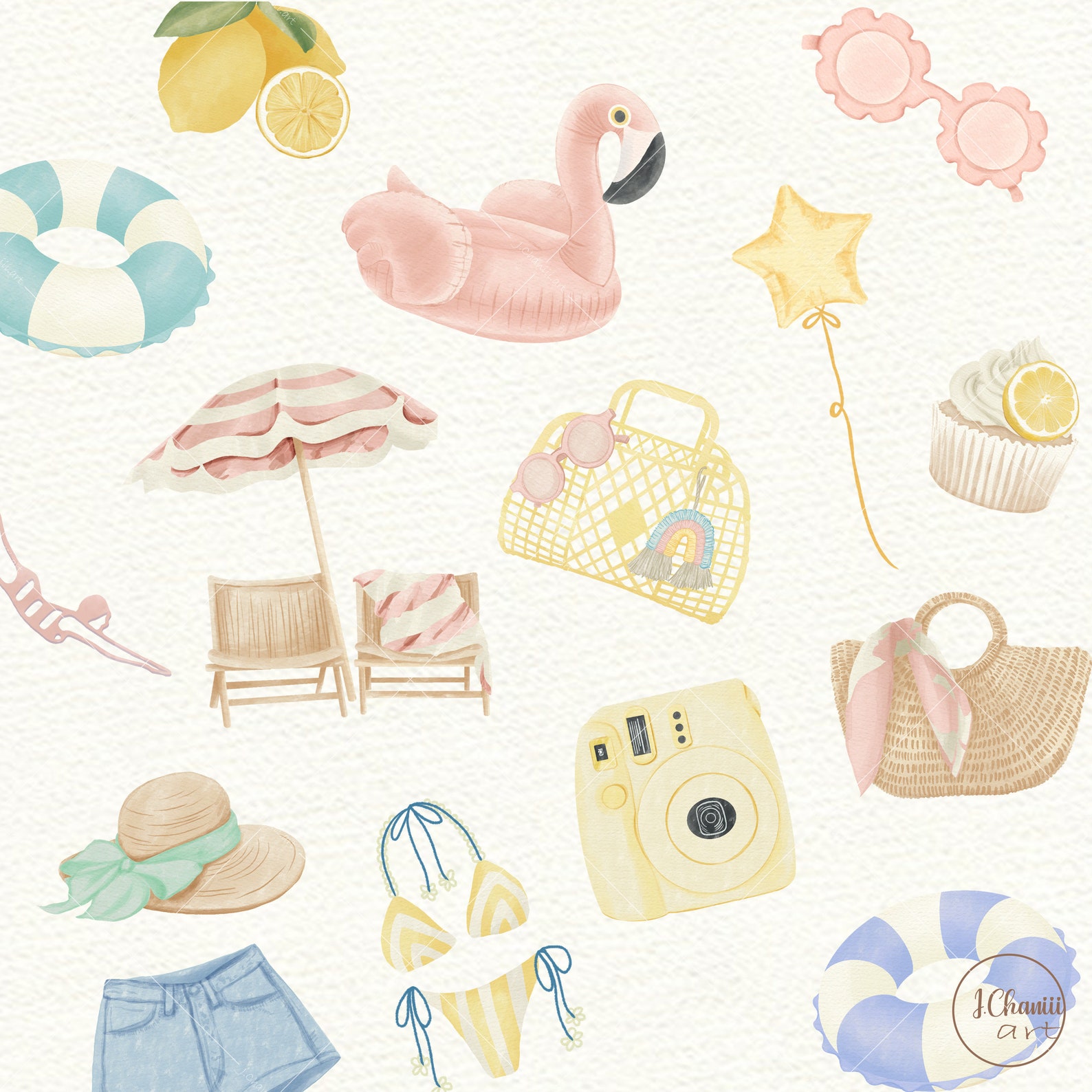 Summer Pool Party Clipart, Watercolor Summer Clipart, Pool Party ...