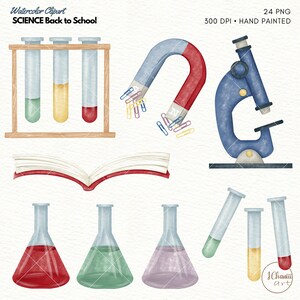 Watercolor Science Clipart: Back to School, Teacher Supplies (PNG Files ...