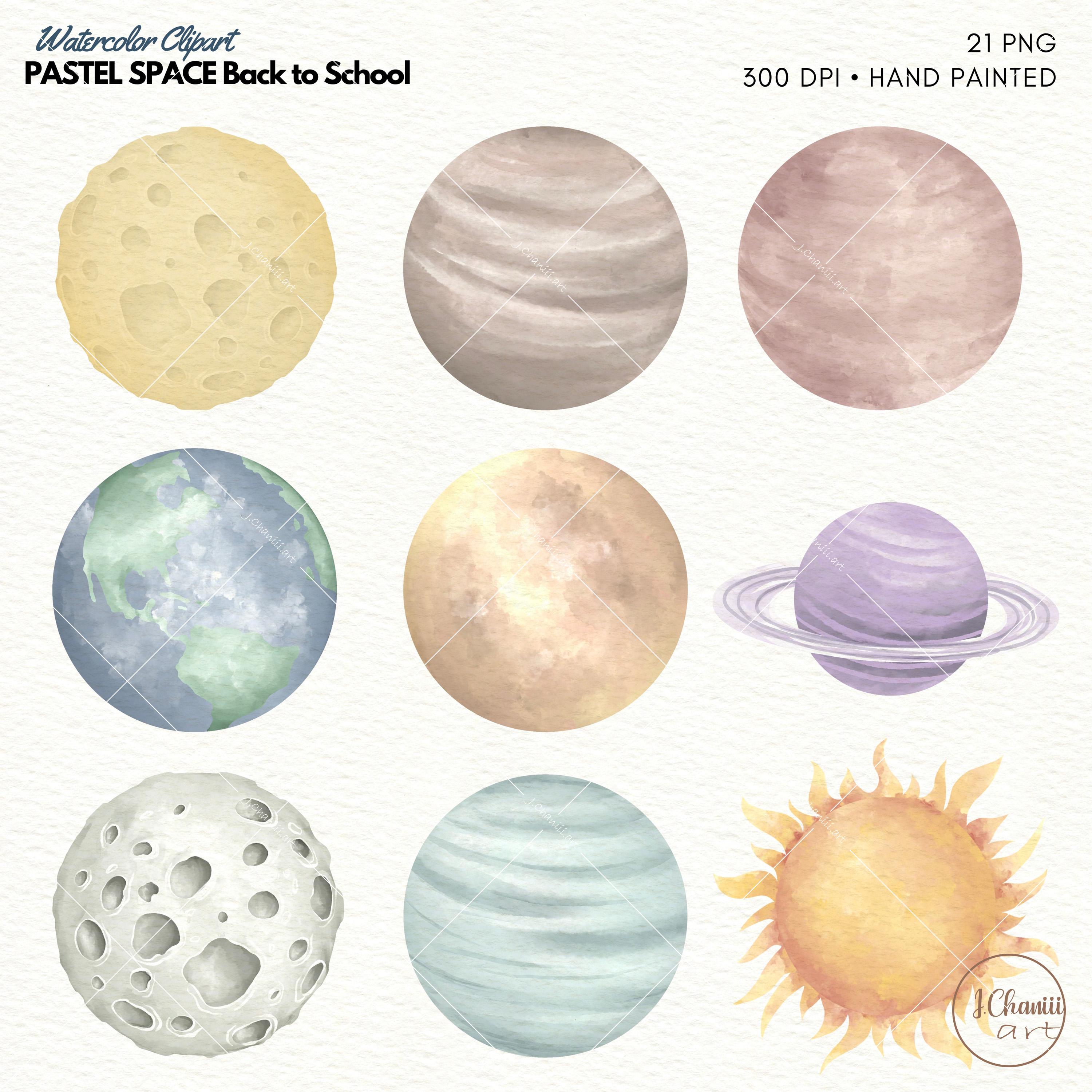 Back to School Clipart, Watercolor Space Clipart, Cute Astronaut ...
