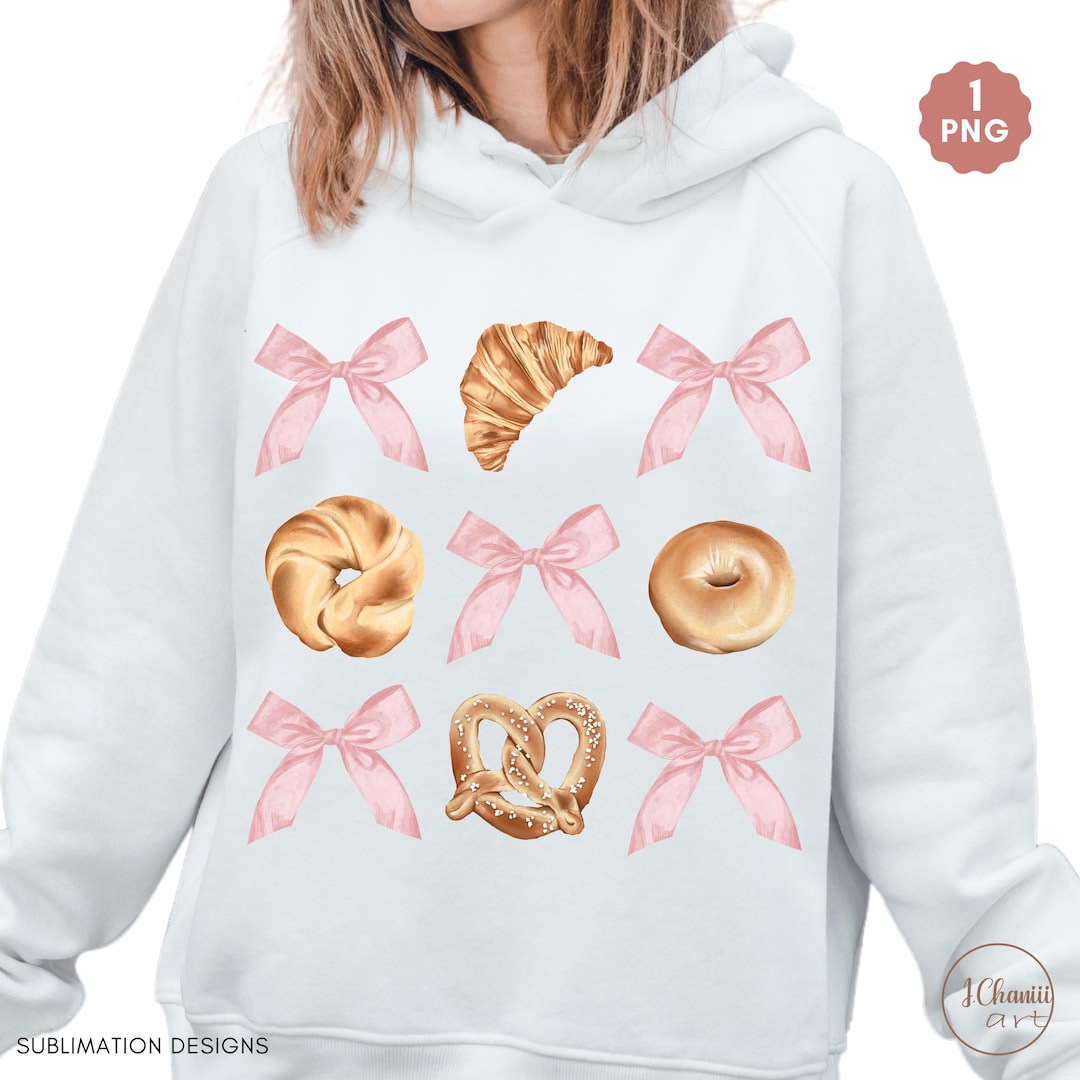 Pink Coquette Bow Bread PNG, Watercolor Valentine Clipart, Bread ...