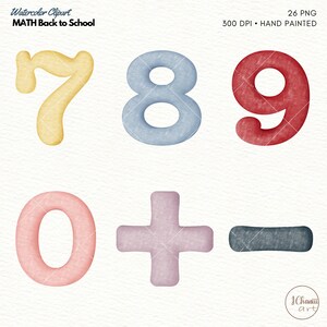 Back to School Clipart, Watercolor School Clipart, Math School Art ...