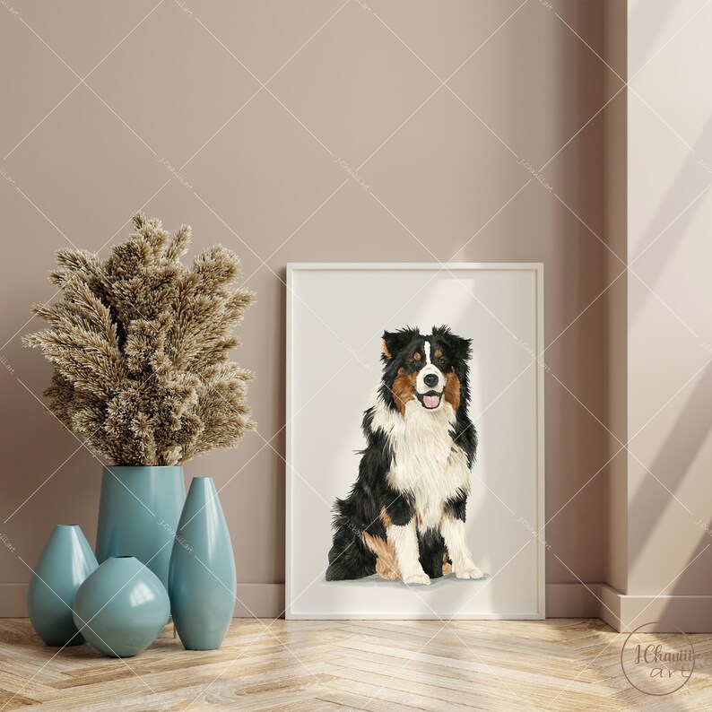 Border Collie Clipart, Watercolor Dog, Hand-painted Graphic, Dog With ...