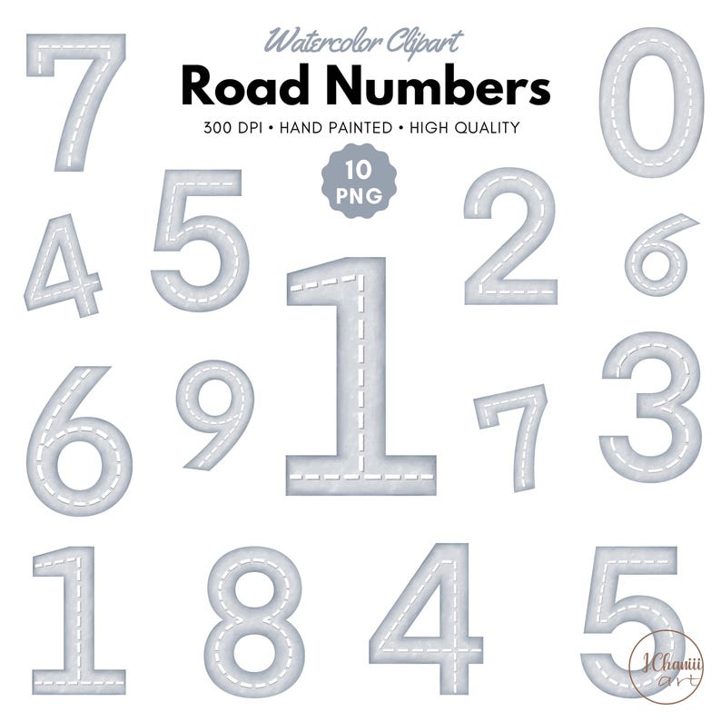Road Numbers Clipart, Watercolor Cute Numbers Clip Art, 0-9 Numbers ...