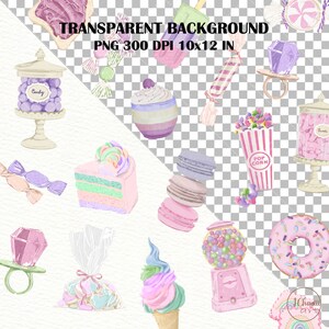 Watercolor Pastel Pink Sweets Clipart, Candyland Clipart, Candy Floss ...