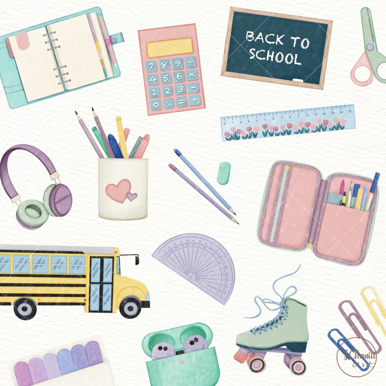 Back to School Clipart, Watercolor School Teacher Clipart, School ...