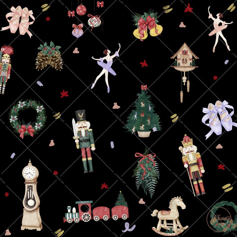 Nutcracker Clip Art, Watercolor Christmas Holiday Clipart, Ballet ...