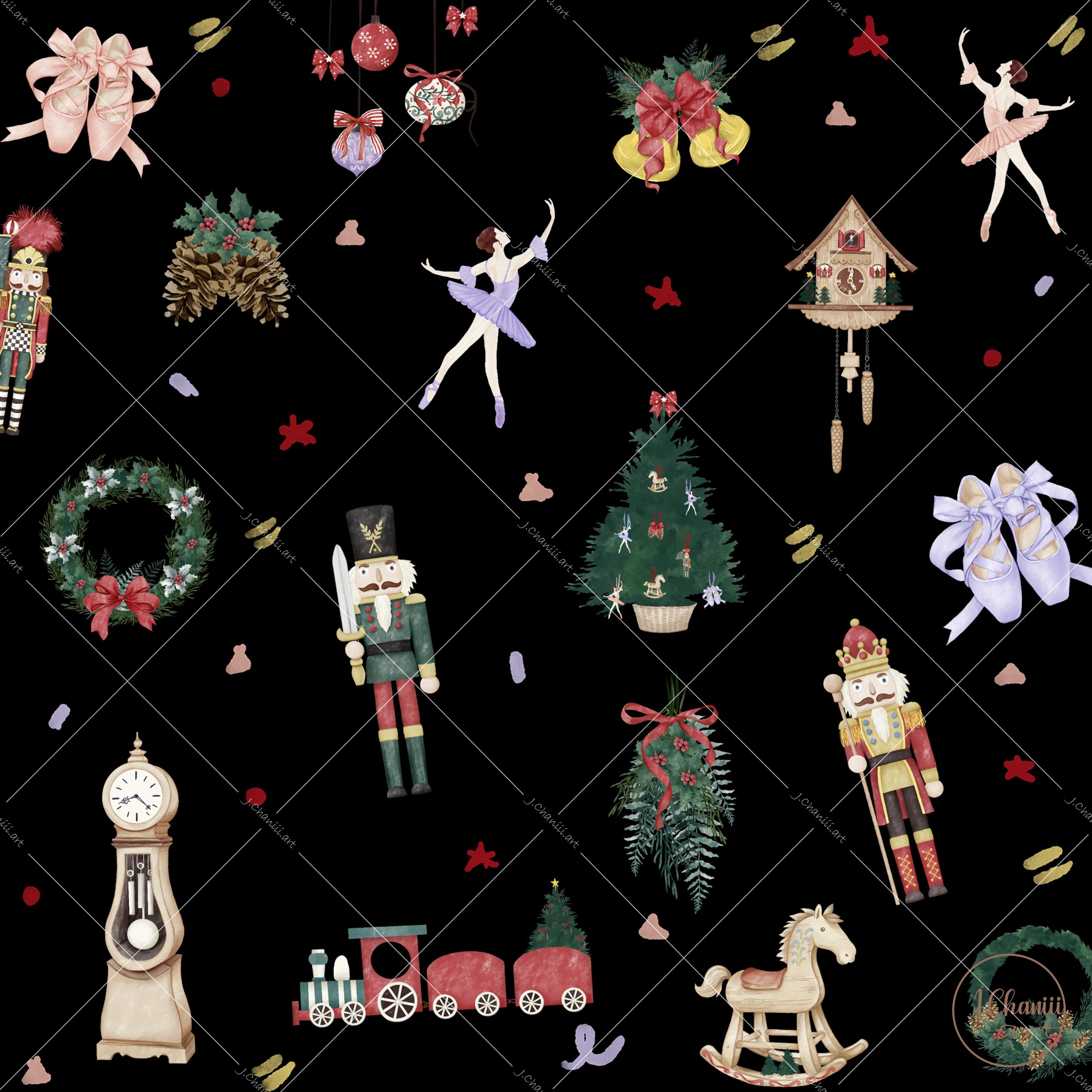 Nutcracker Clip Art, Watercolor Christmas Holiday Clipart, Ballet ...