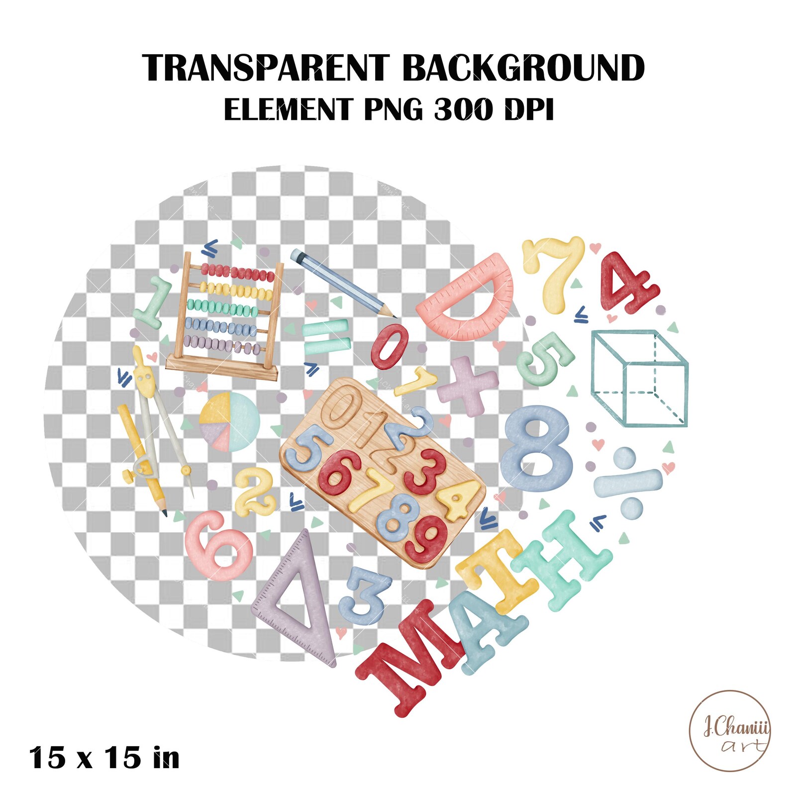 Pastel Math Heart PNG, Back to School Clipart, Watercolor School Art ...