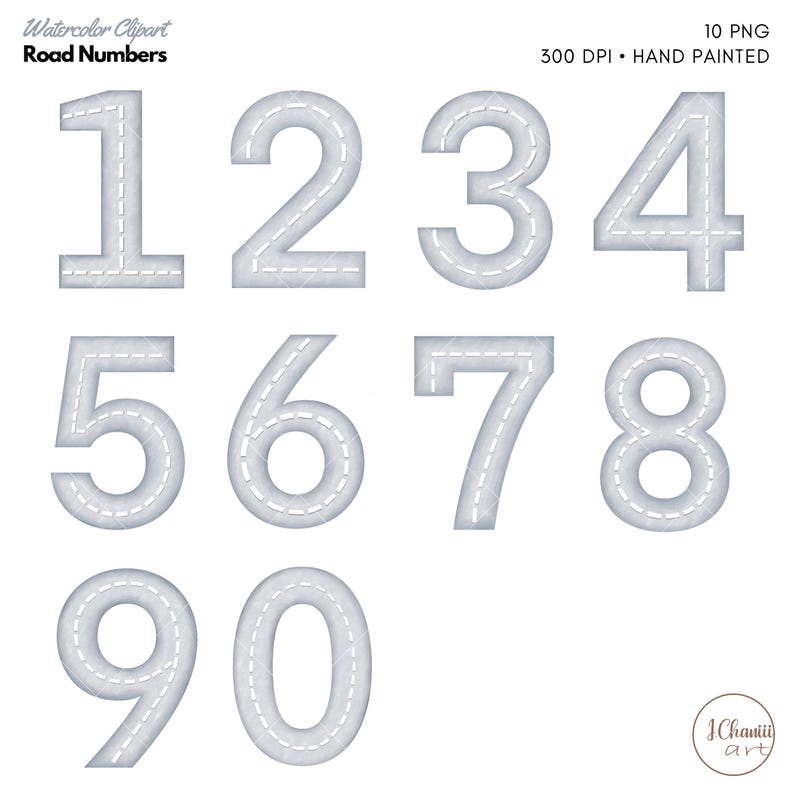 Road Numbers Clipart, Watercolor Cute Numbers Clip Art, 0-9 Numbers ...